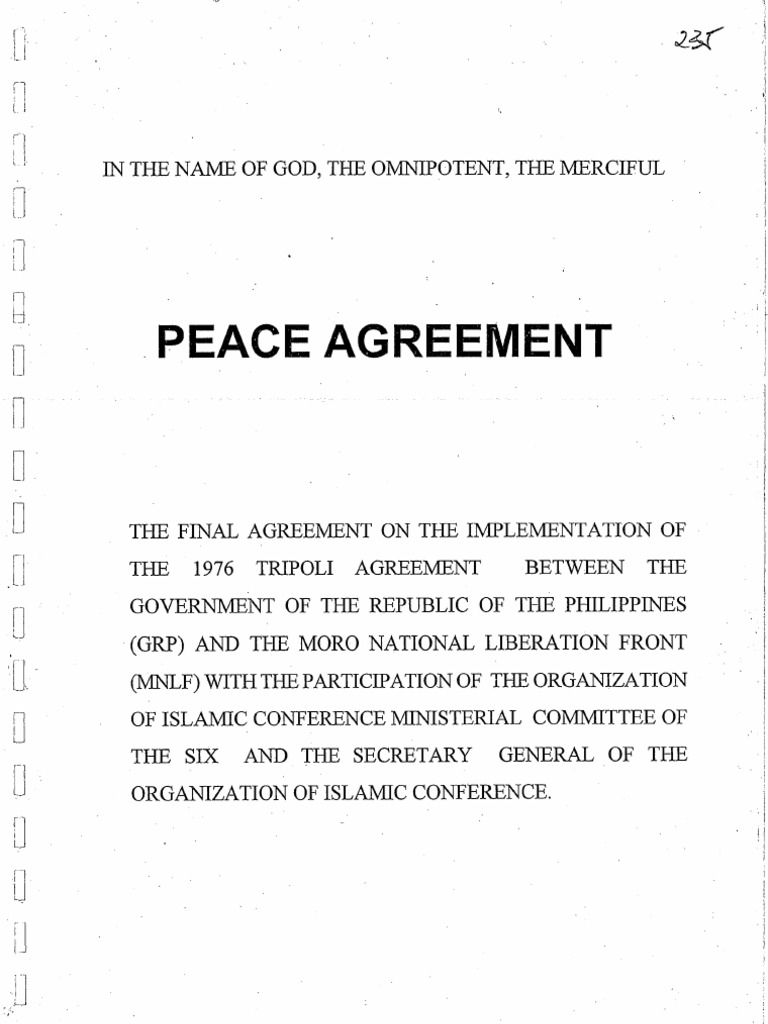 The Final Peace Agreement on the Implementation of the 1976 Tripoli ...