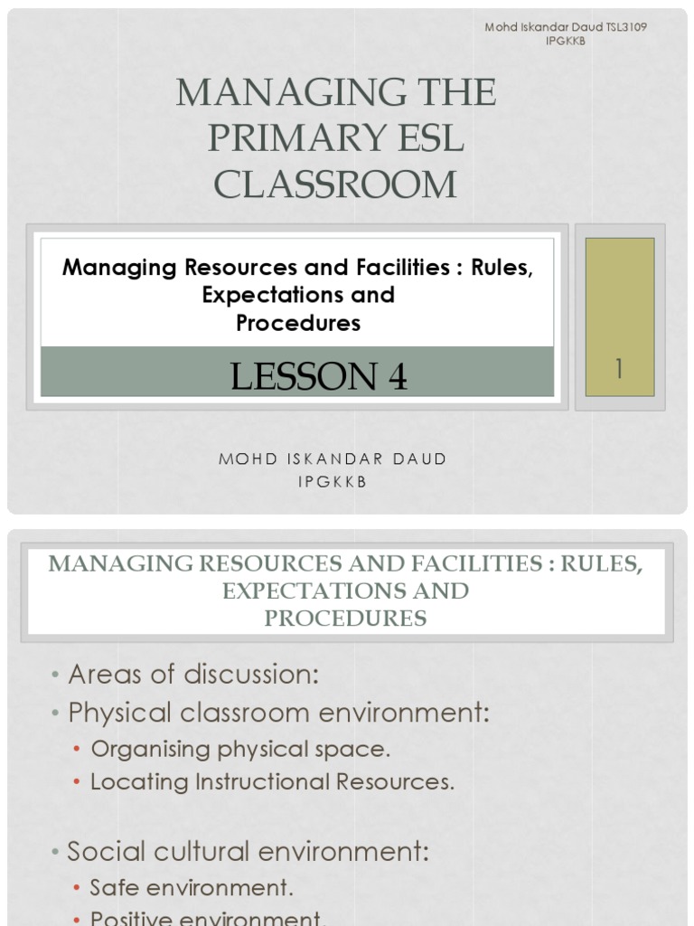 Managing Resources and Facilities | PDF | Classroom | Teachers