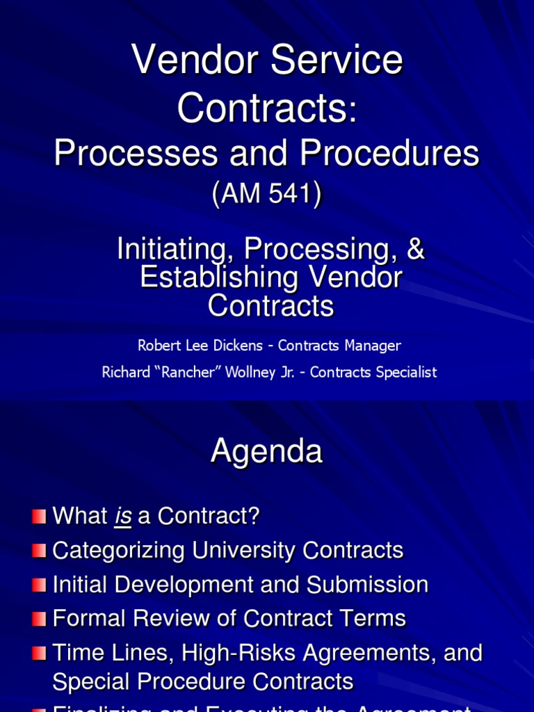 Vendor Service Contracts:: Processes and Procedures | PDF | Contractual ...