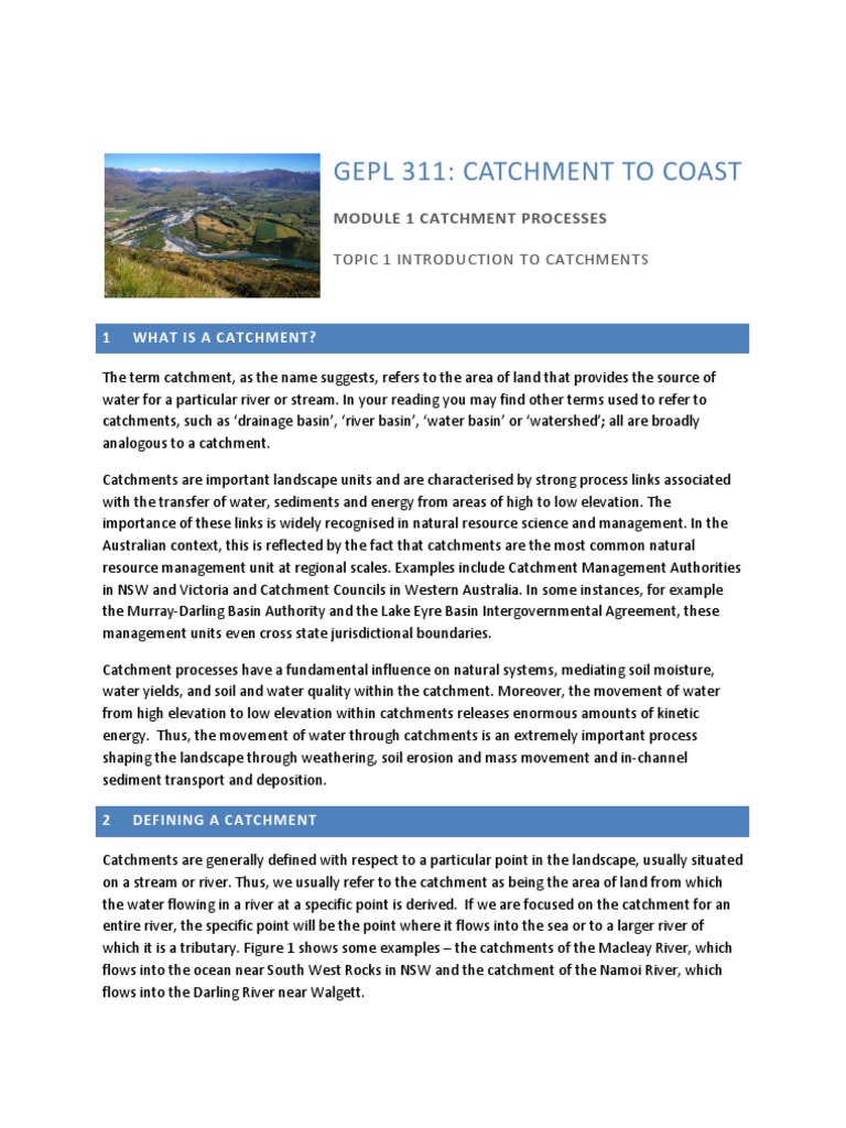 GEPL 311: Catchment Processes Module 1 Introduction | PDF | Drainage Basin | Stream