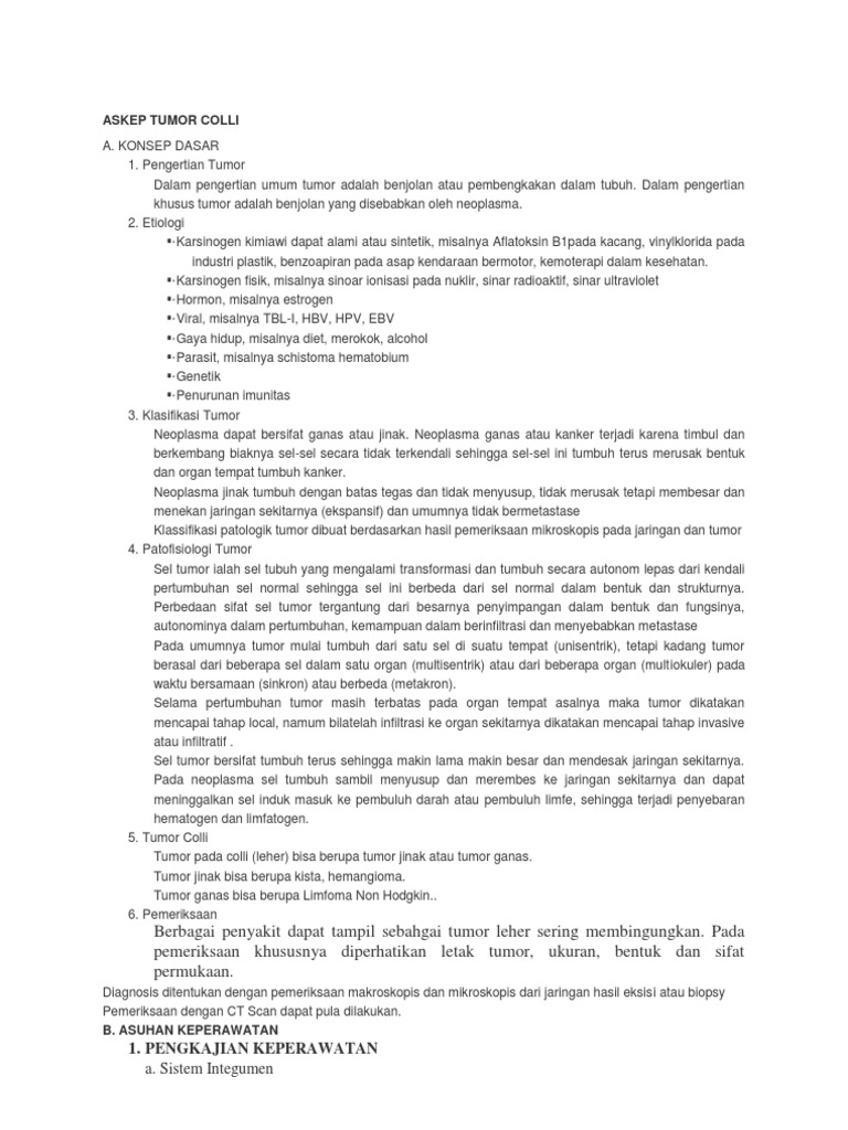 Askep Tumor Colli | PDF