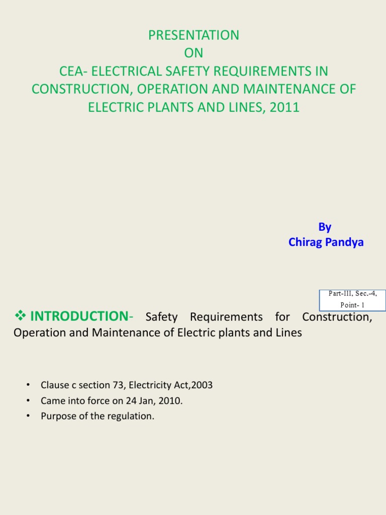 Presentation ON Cea-Electrical Safety Requirements in Construction ...