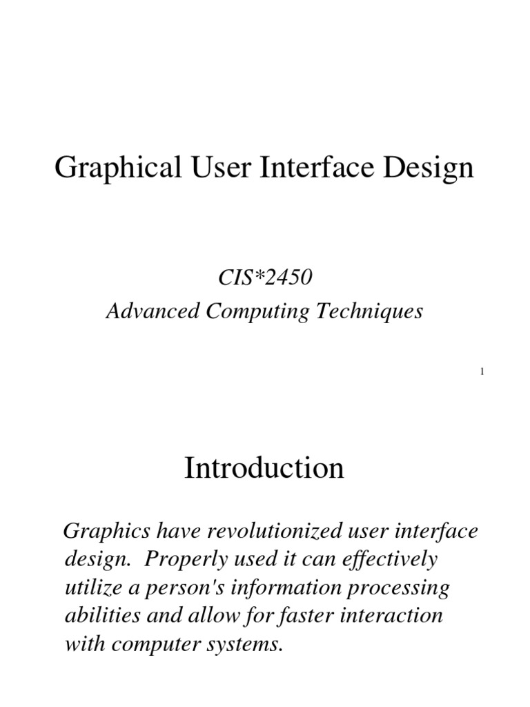 12 Graphical User Interface Design | PDF | Graphical User Interfaces | Computer Graphics