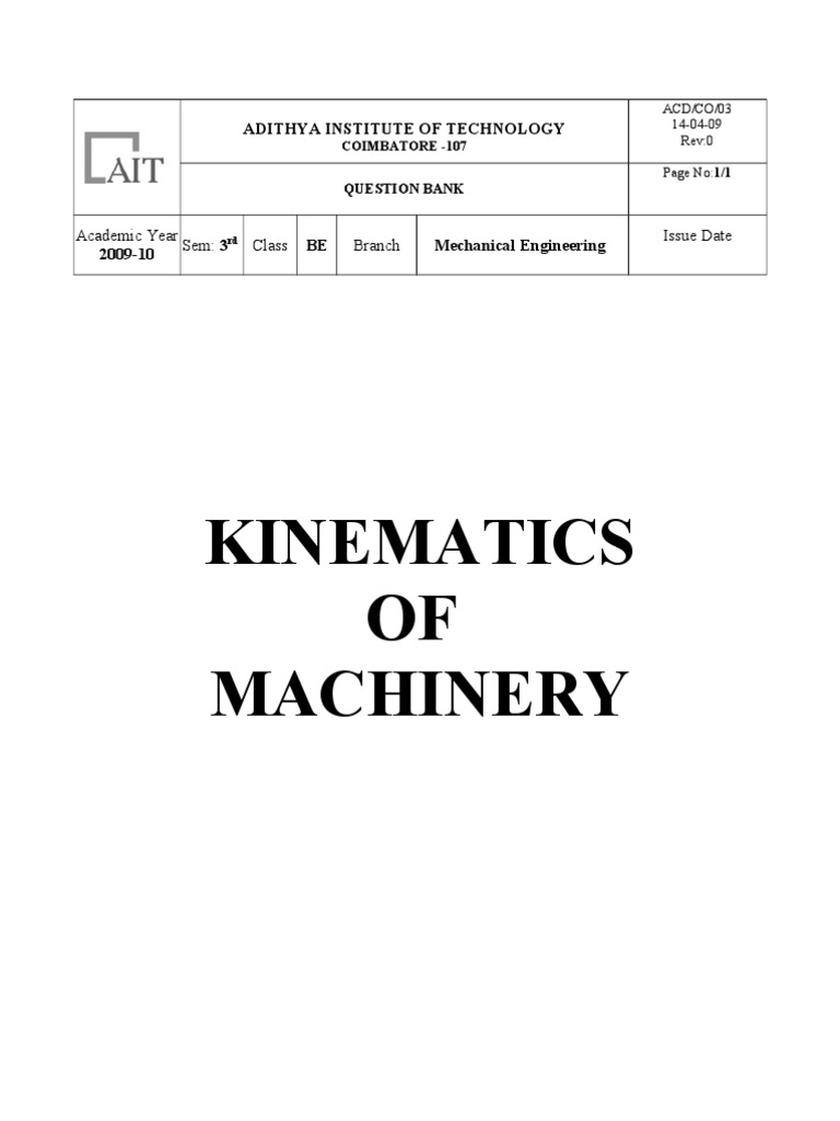 Kinematic Analysis of Quick Return Mechanisms: Crank-Slotted Lever and ...
