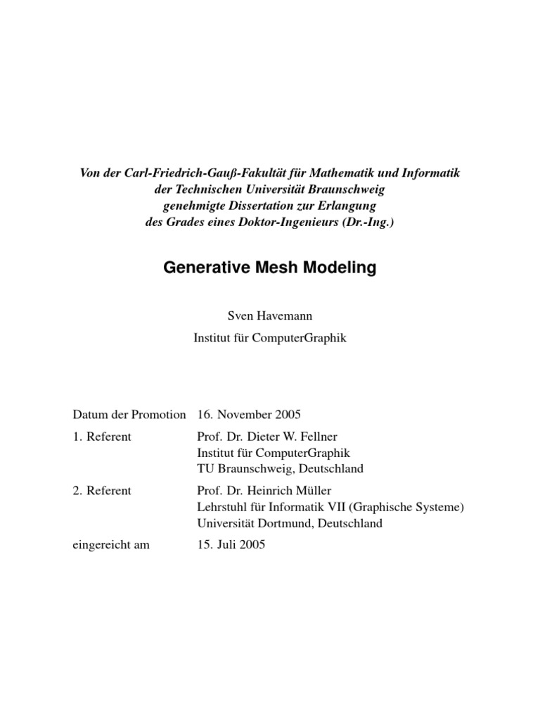 Generative Mesh Modeling | PDF | 3 D Modeling | Rendering (Computer ...