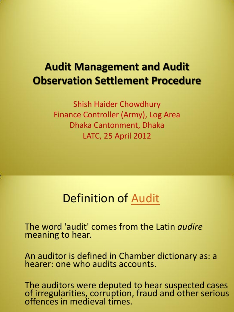 Audit Management and Audit Observation Settlement Procedure | PDF ...