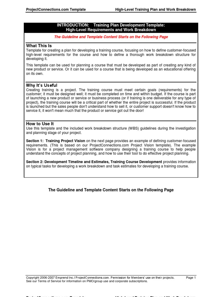 What This Is: INTRODUCTION: Training Plan Development Template: High ...