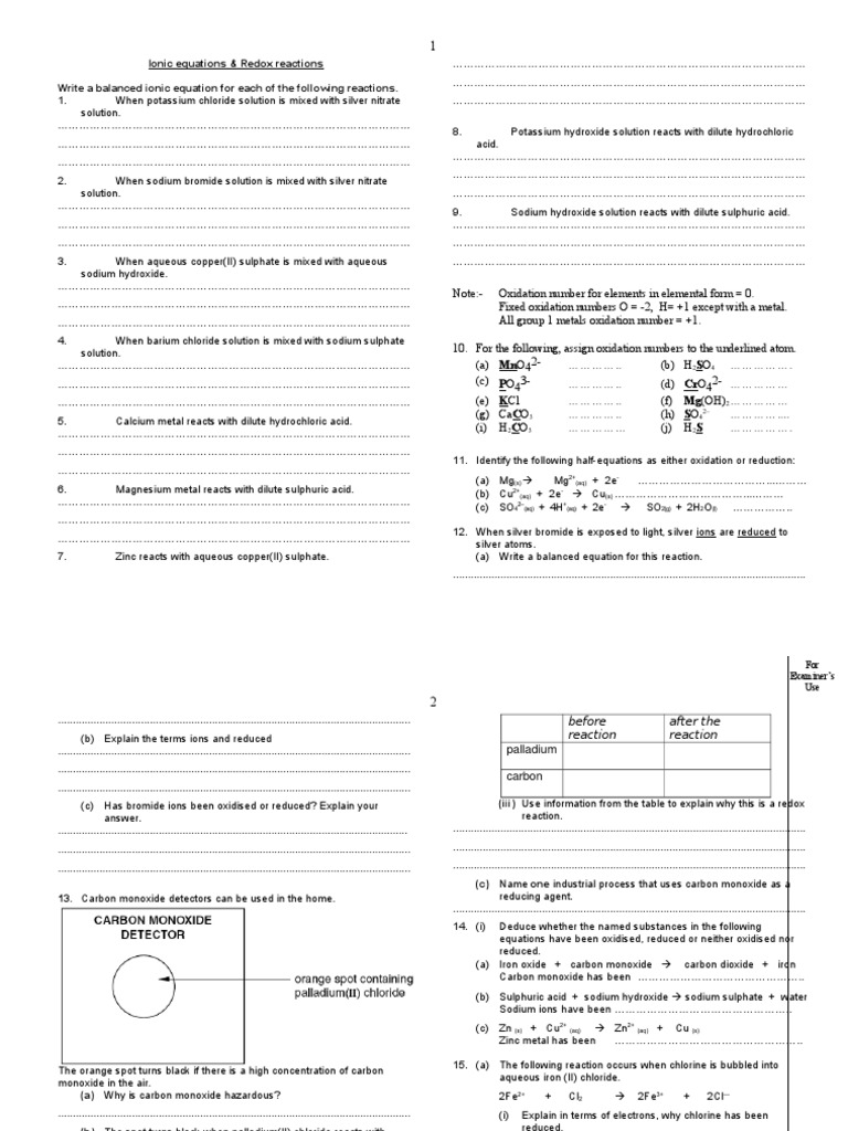 Chemistry Redox Reactions Guide | PDF | Redox | Chlorine