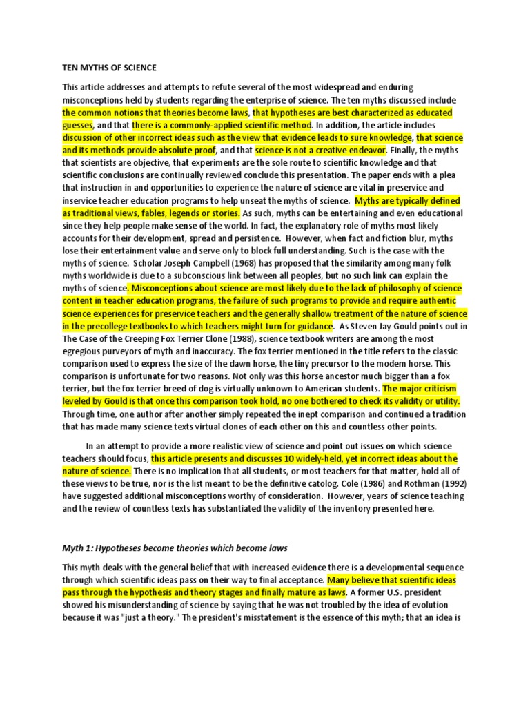 Ten Myths of Science | PDF | Inductive Reasoning | Scientific Method