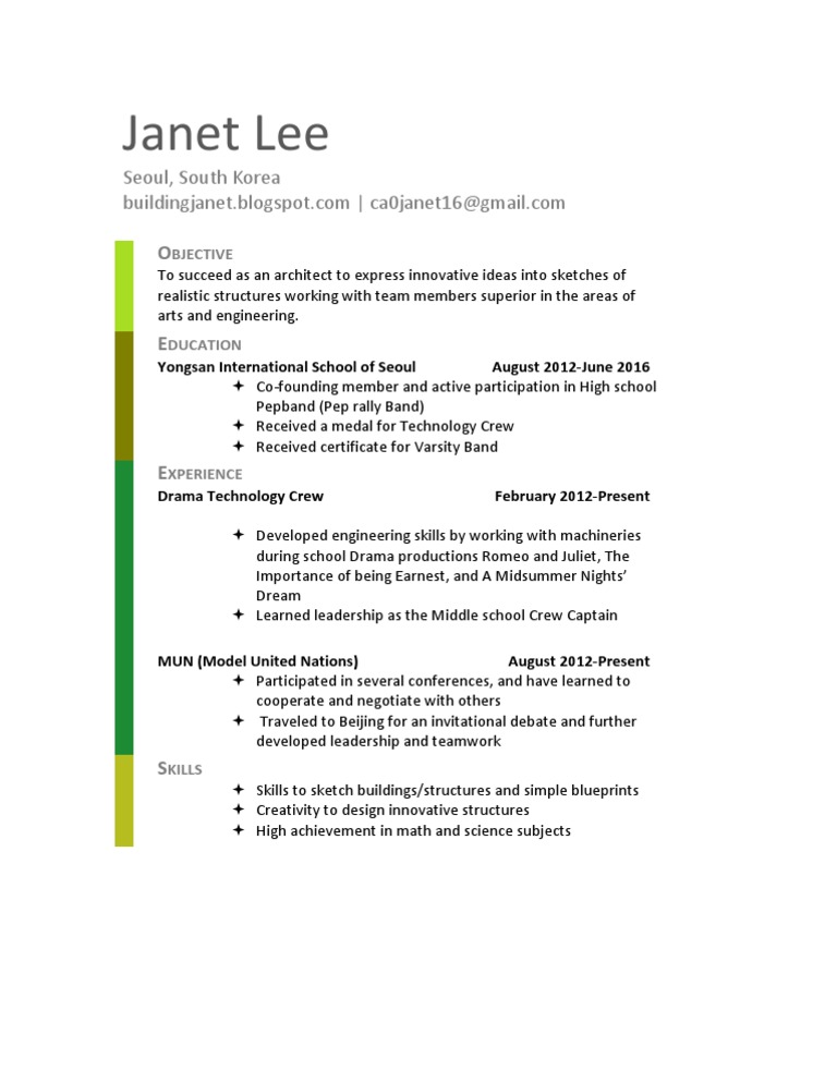Janet Lee's Architectural Resume | PDF