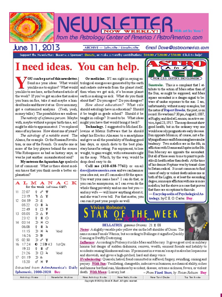 Astroamerica Newsletter Dated June 11, 2013 | PDF | Planets In ...