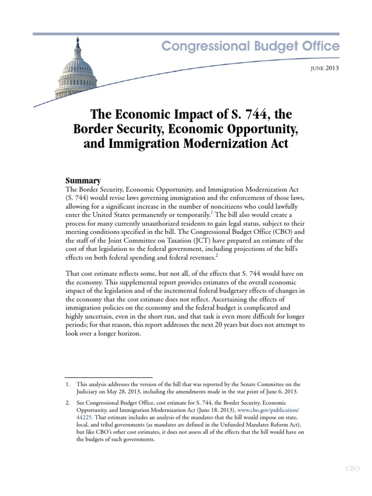 The Economic Impact of S. 744, The Border Security, Economic ...