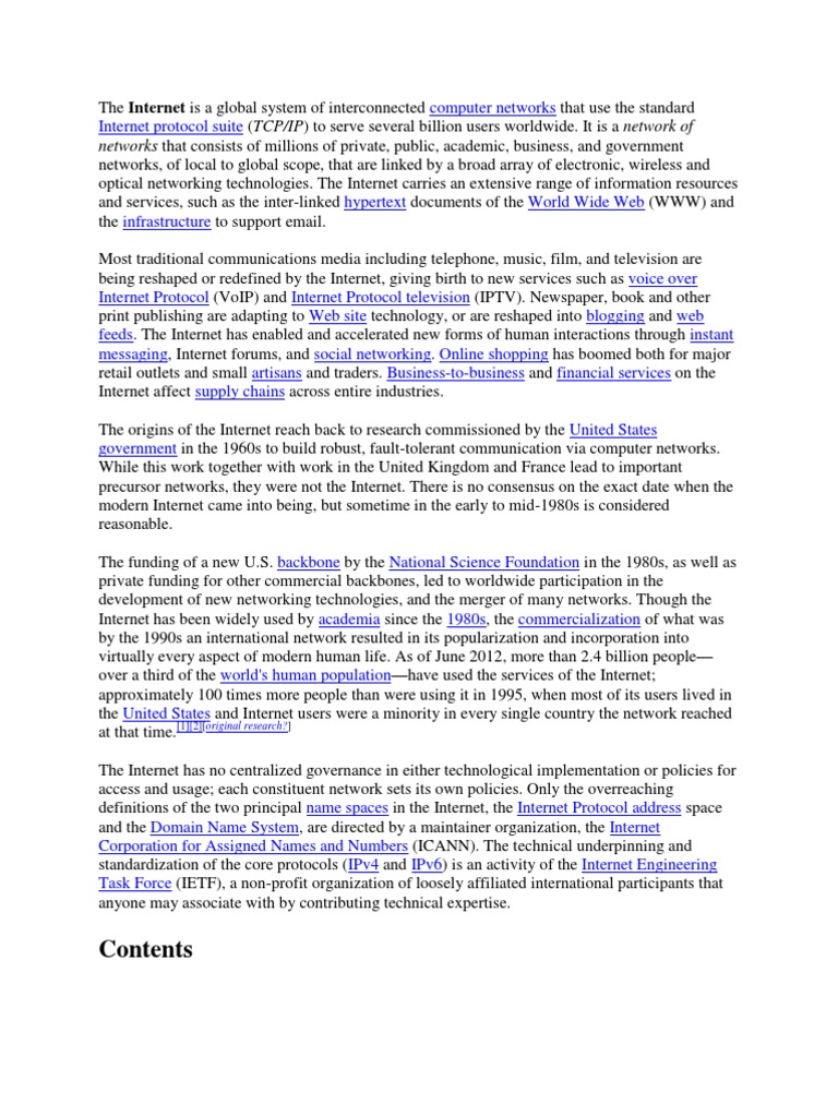 The Internet Is A Global System of Interconnected Computer Networks ...