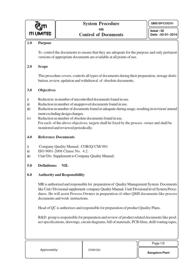 Control of Documents | PDF | Specification (Technical Standard) | Computing