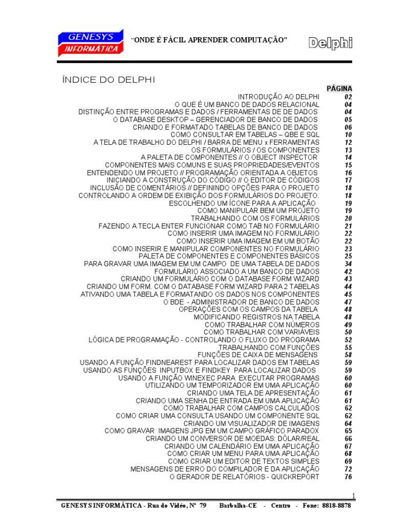 Apostila Do Delphi | PDF | SQL | Linguagem de programação