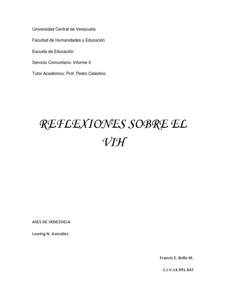 Reflexiones Sobre El VIH Informe II | PDF | VIH / SIDA | Juventud