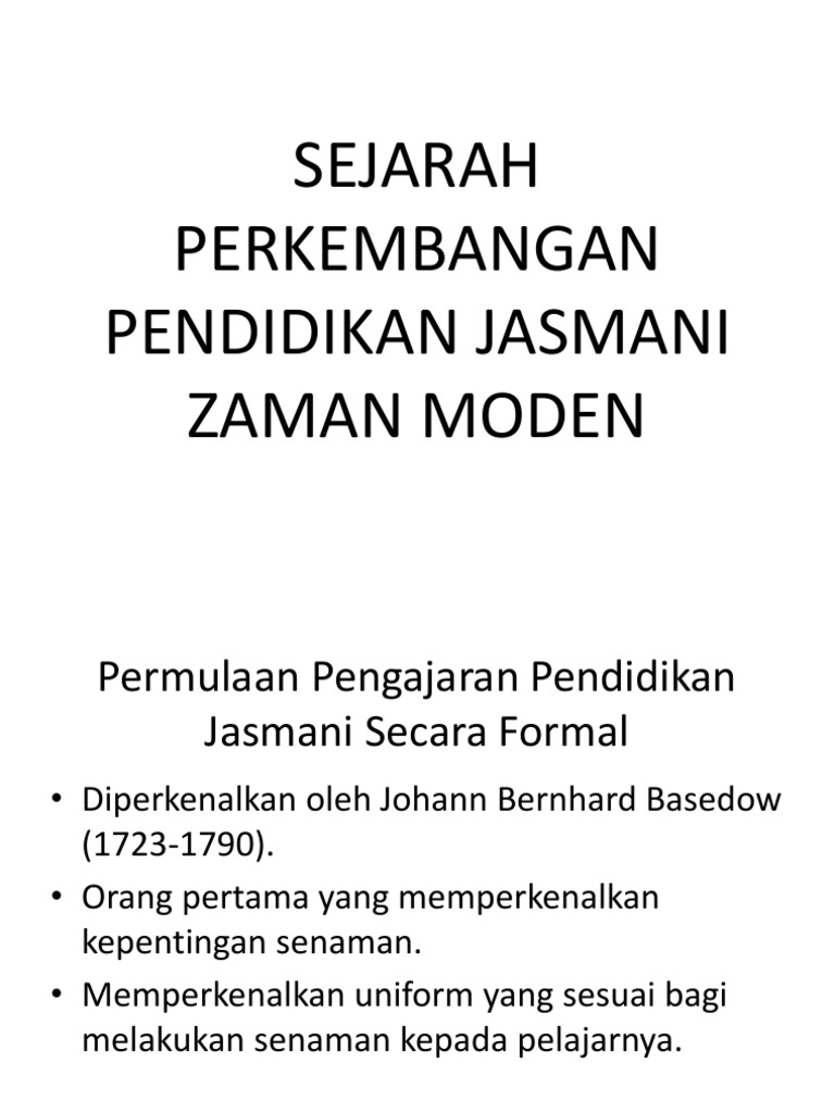 Sejarah Perkembangan Pendidikan Jasmani Zaman Moden | PDF