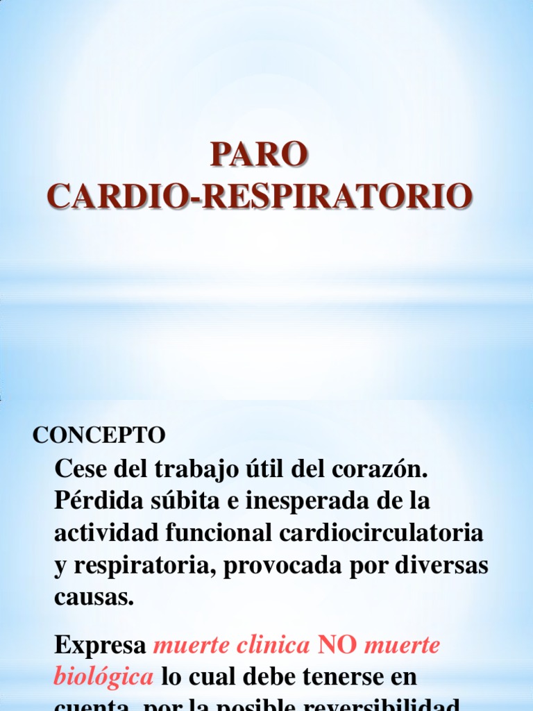 Paro Cardiorespiratorio | PDF | Reanimación cardiopulmonar | Arritmia ...