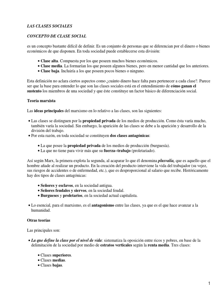 Concepto de Clase Social | PDF | Sociedad | Comportamiento