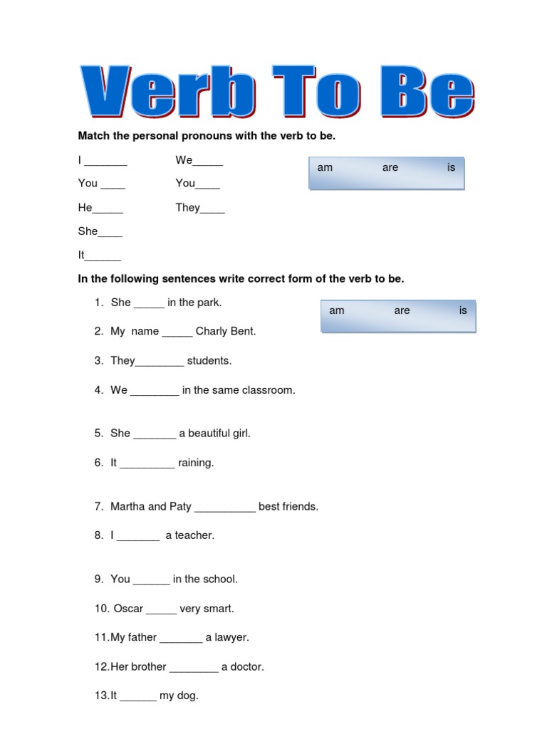 Pronouns and Verb "To Be" Worksheet | PDF | Language Arts & Discipline ...