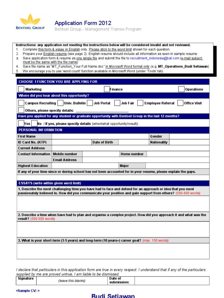 MT Application Form (Eng) 2 | PDF | Résumé | Email