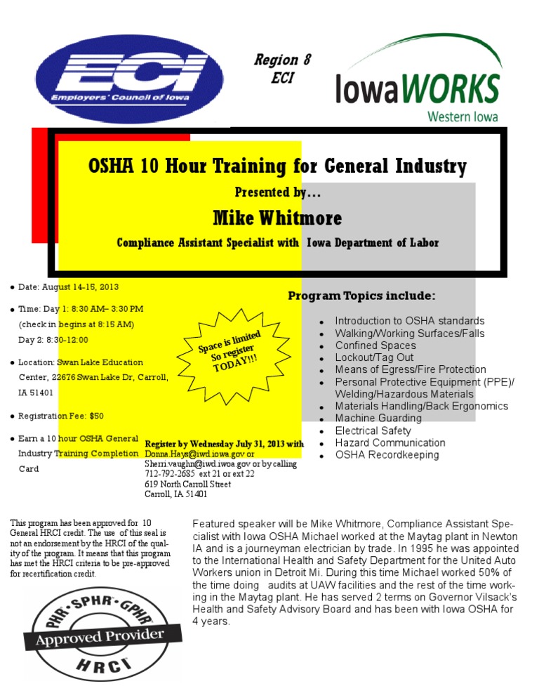 OSHA 10-Hour Training in Carroll, IA | PDF