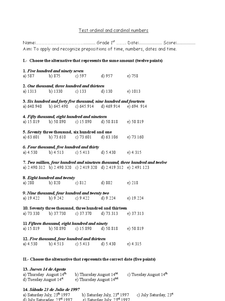 Cardinal and Ordinal Numbers | PDF