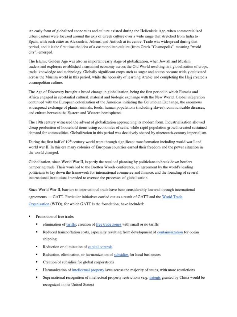 History of Globalization Through Ages | PDF | Globalization | Free Trade