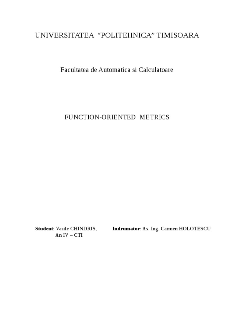 Universitatea "Politehnica" Timisoara: Facultatea de Automatica Si Calculatoare | PDF ...