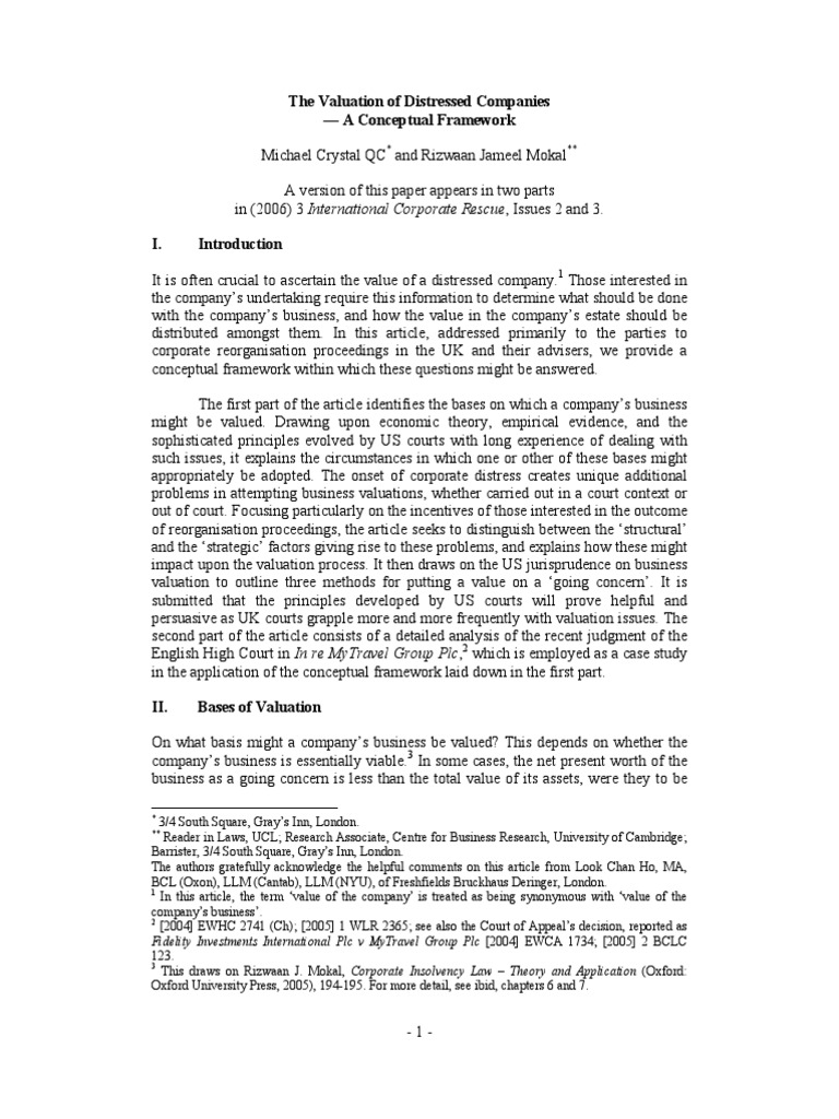 The Valuation of Distressed Companies | PDF | Valuation (Finance ...