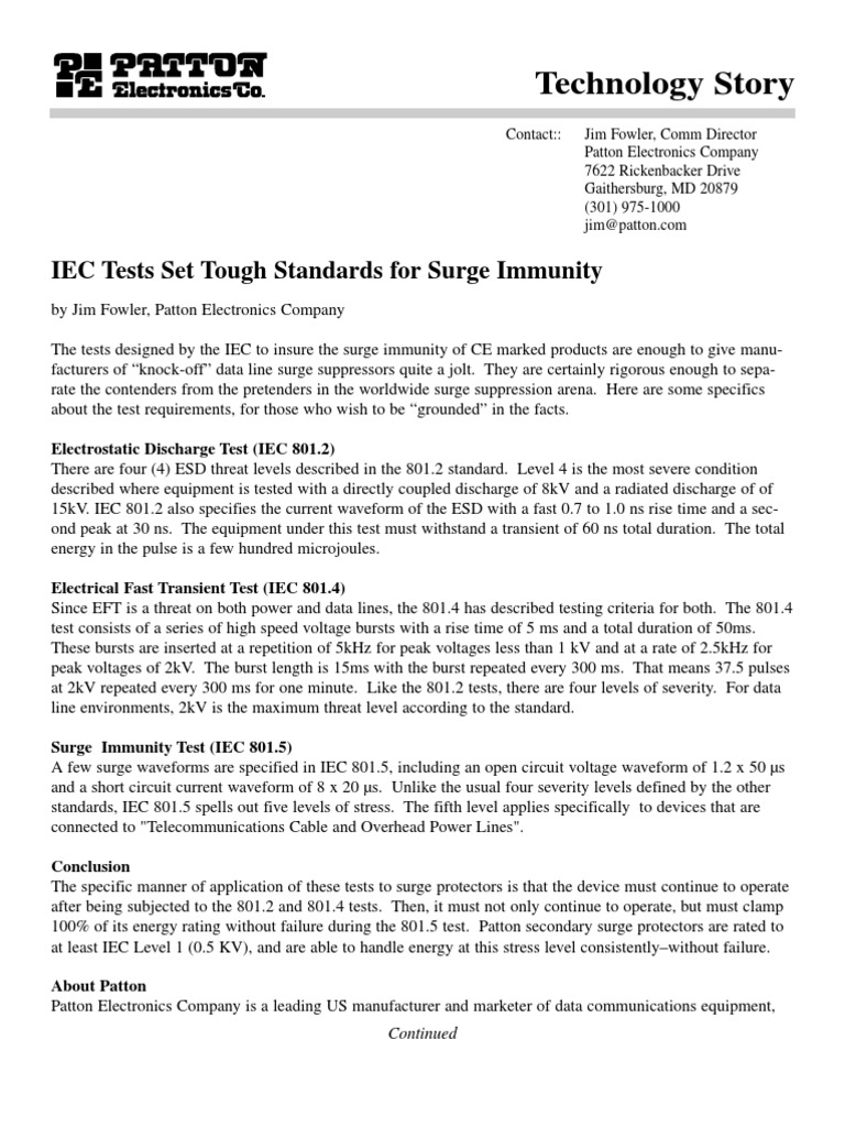 IEC Surge Immunity Test Standards | PDF | Electrostatic Discharge ...