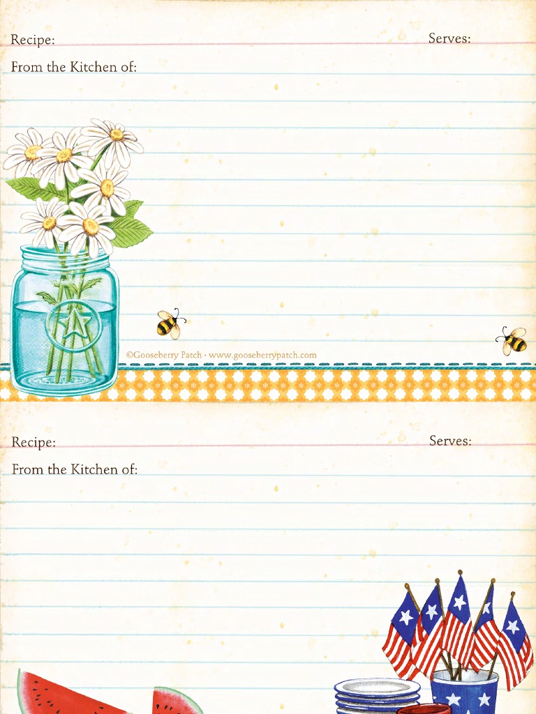 Summer Recipe Cards From Gooseberry Patch | PDF | Wellness