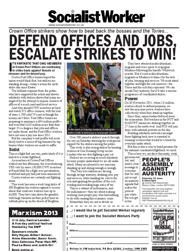 Crown Post Office Strikes: Unite Against Austerity | PDF | Strike ...