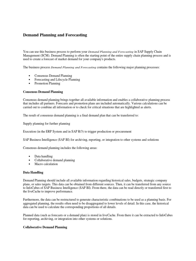 Demand Planning and Forecasting Overview | PDF | Forecasting | Supply ...