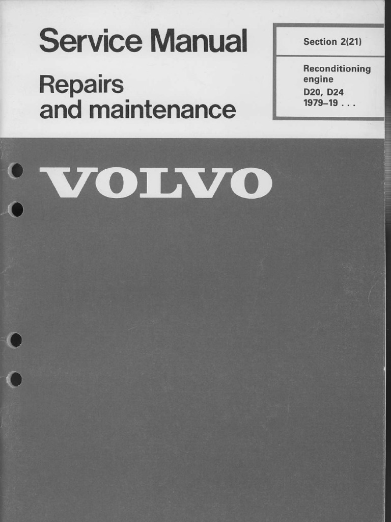 Volvo D20 and D24 Engine Manual | PDF | Piston | Rotating Machines