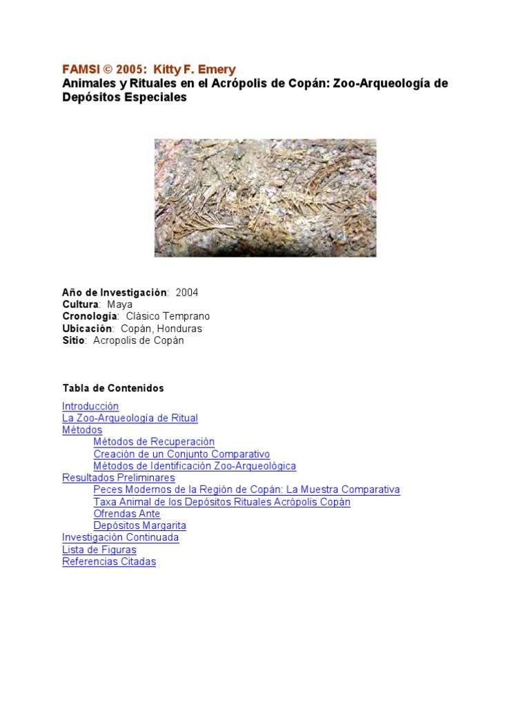 Animales y Rituales en La Acropolis de Copan Zoo-Arqueologia de ...