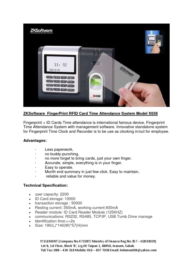 ZKSoftware X638 Time Attendance System | PDF | Computers