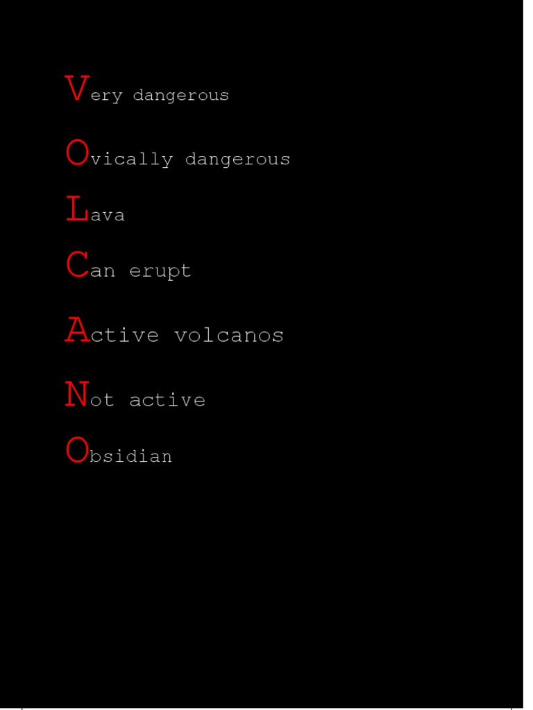 Acrostic Poem of Volcano | PDF
