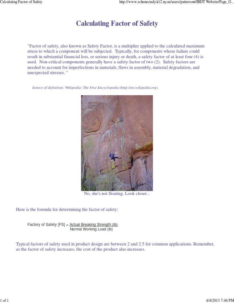 Calculating Factor of Safety | PDF