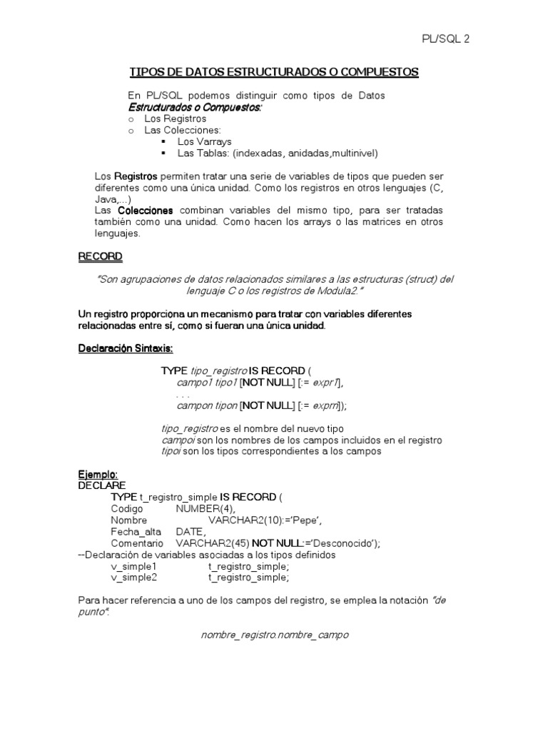 PLSQL2 | PDF | Tabla (base de datos) | Pl / Sql