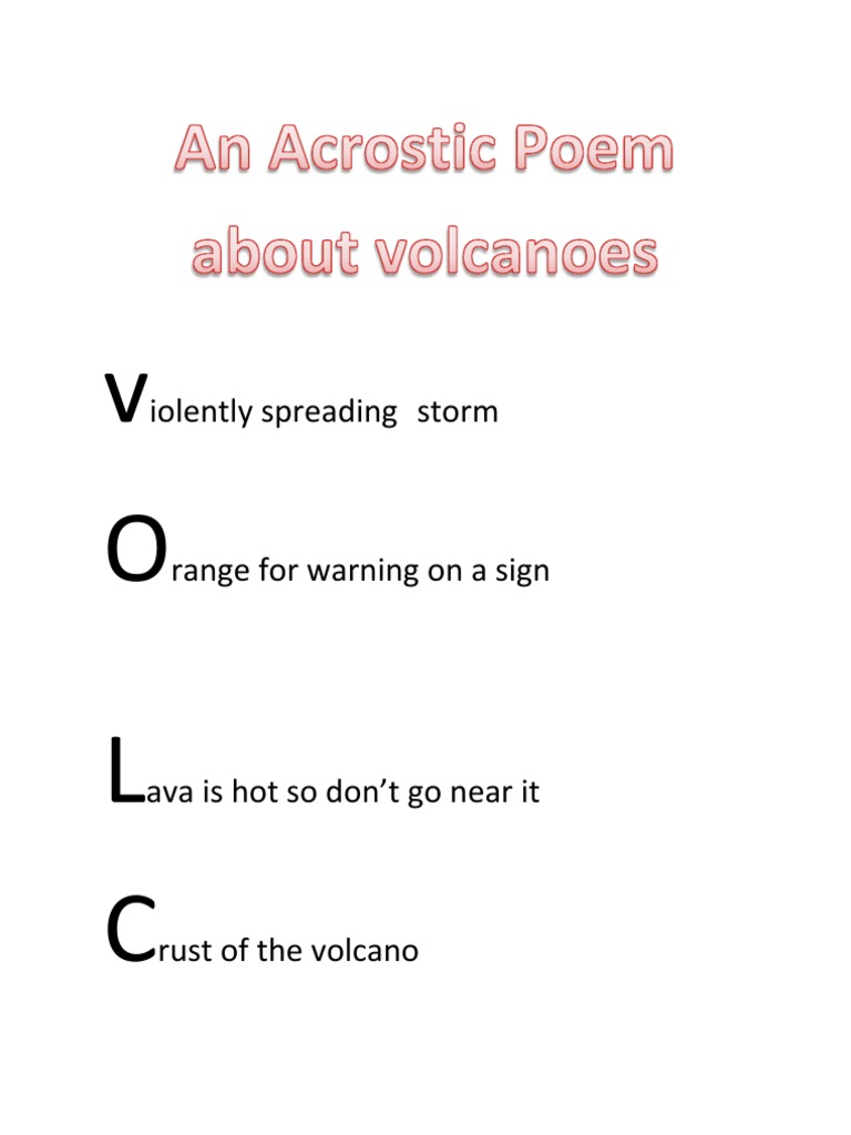 An Acrostic Poem About A Volcano by Jeremy | PDF | Volcanic Landforms ...