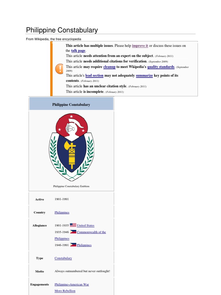Philippine Constabulary History | PDF | Defense Policy | Military Science