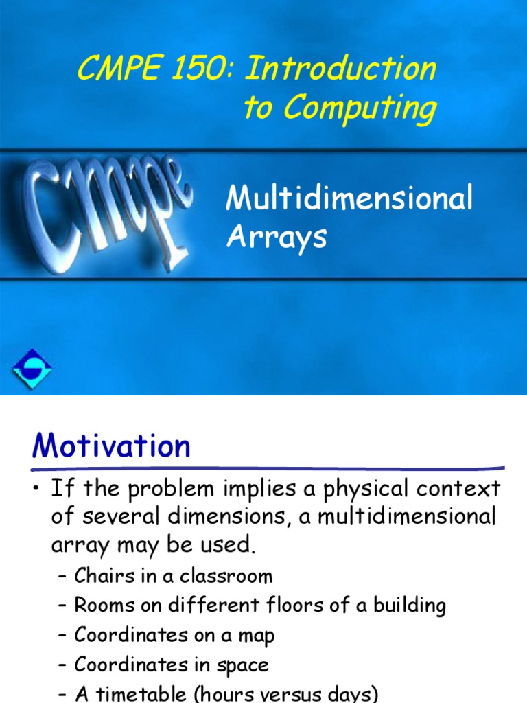 Ch7 Multi Dimensional Arrays Pdf Array Data Structure Classroom