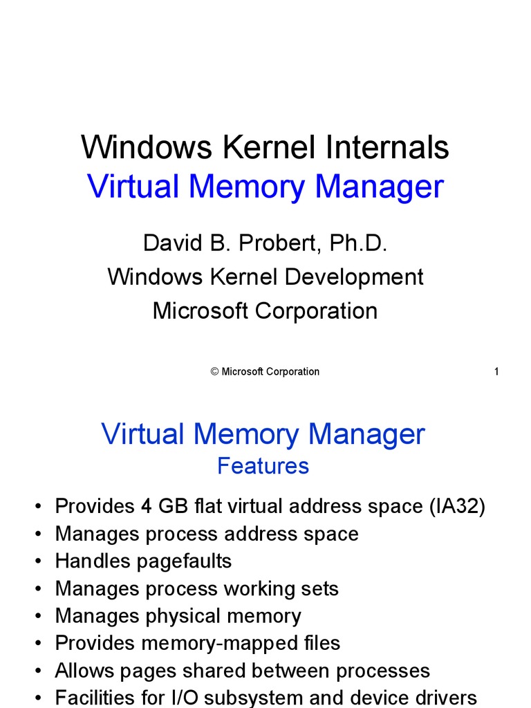 Windows Kernel Internals Virtual Memory Manager - I PDF | PDF | Thread (Computing) | Kernel ...