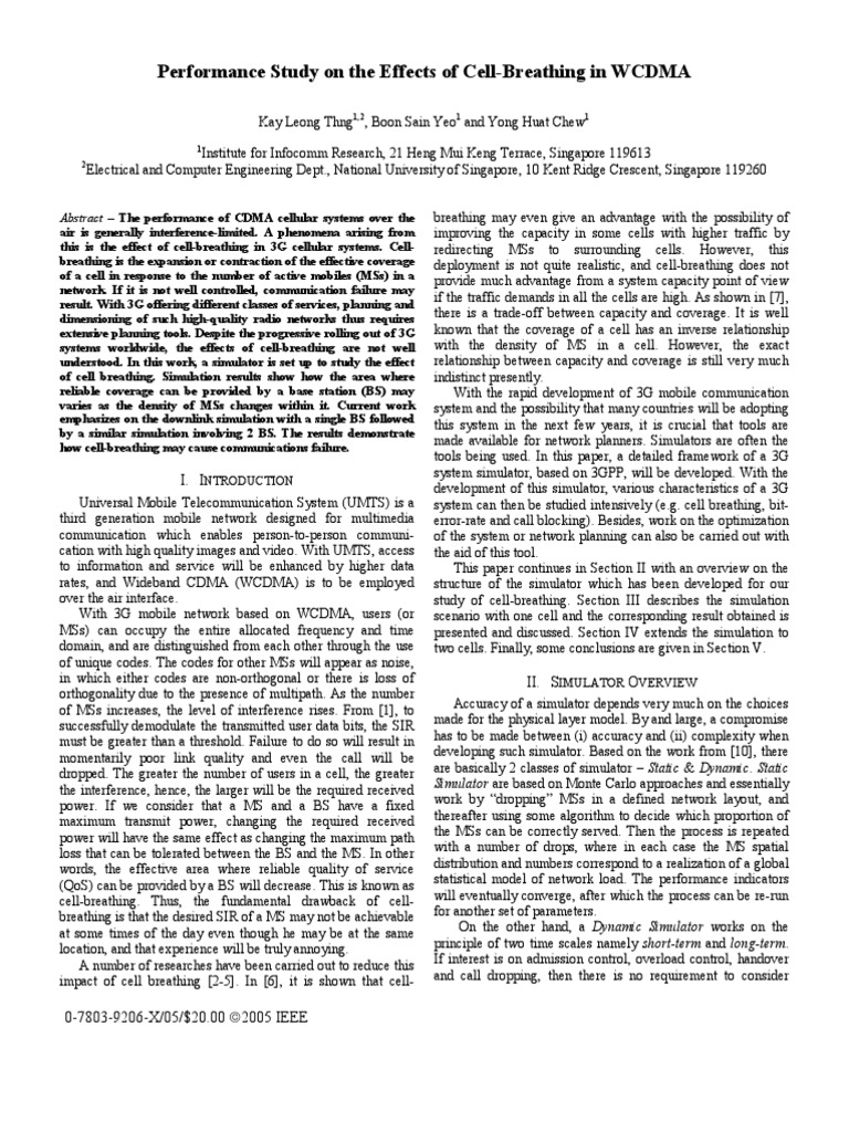 Performance Study On The Effects of Cell-Breathing in WCDMA | PDF ...