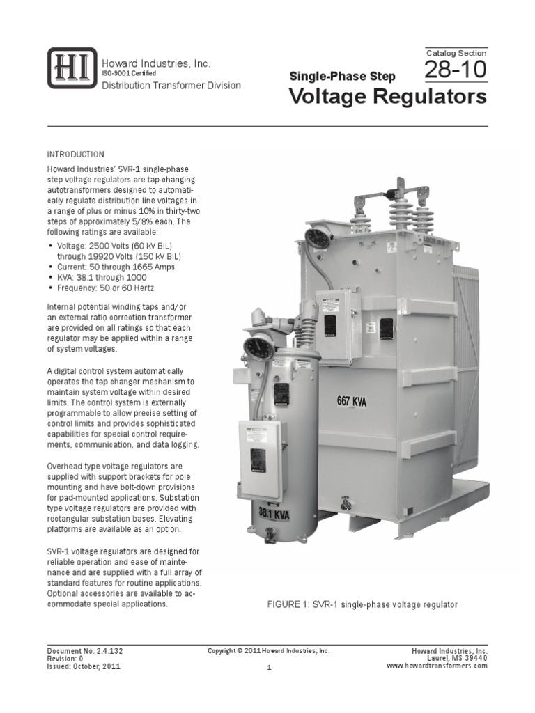 Howard Voltage Regulators | PDF | Switch | Electrical Substation