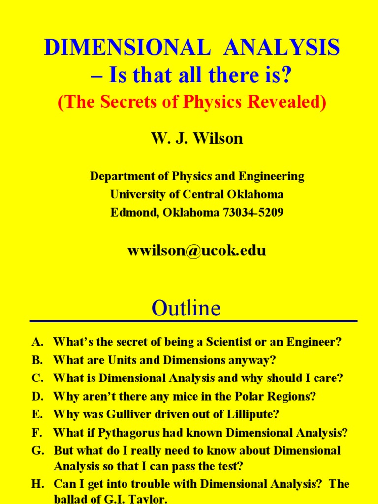 Dimensional Analysis - Is That All There Is?: (The Secrets of Physics Revealed) | Download Free ...