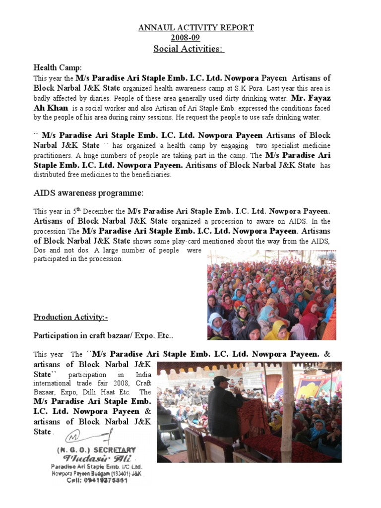 Paradise Annaul Activity Report | PDF | Hiv/Aids | Wellness