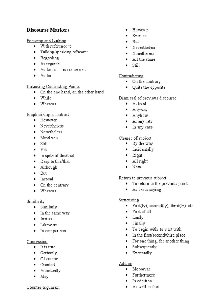 Discourse Markers | PDF | Epistemology | Cognition