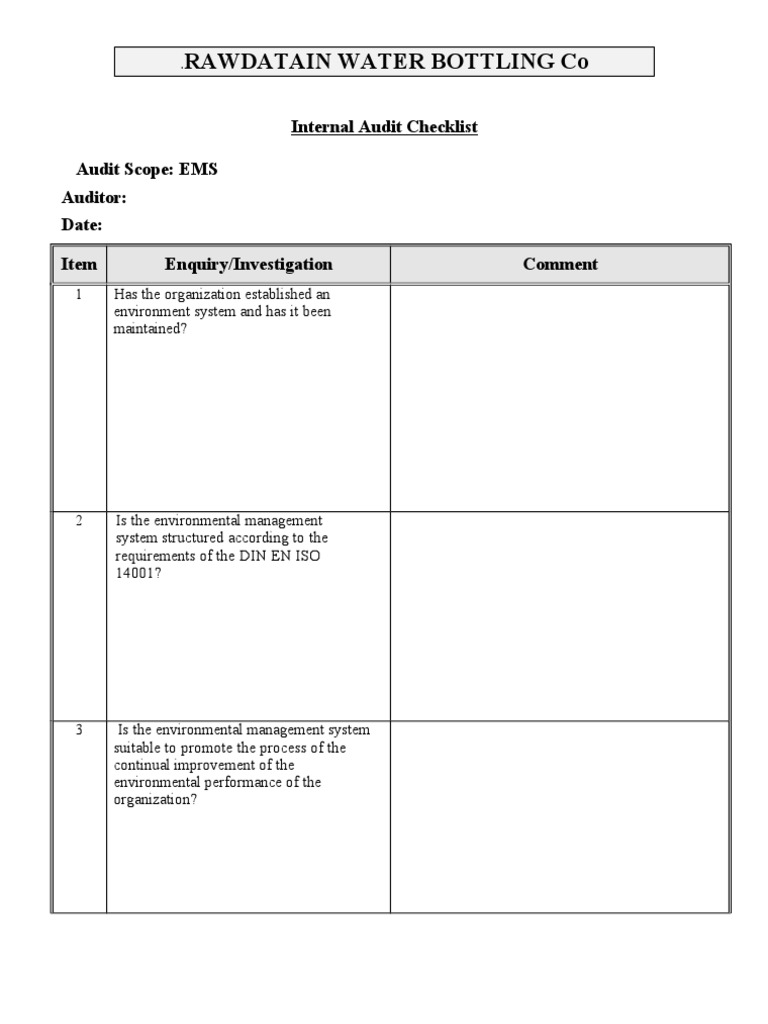 Internal Audit Checklist | PDF | Internal Audit | Audit